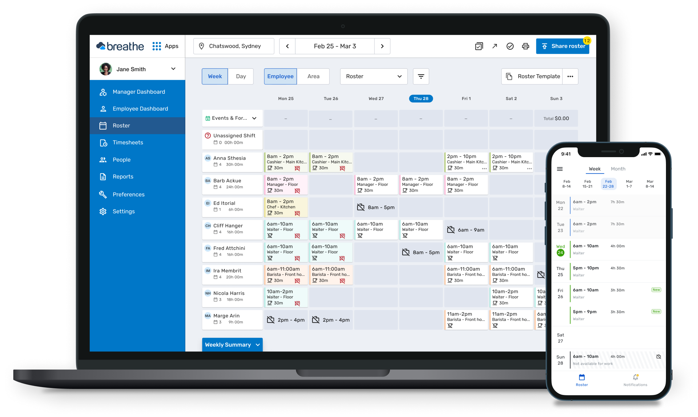 Rota, Time & Attendance Software | Breathe