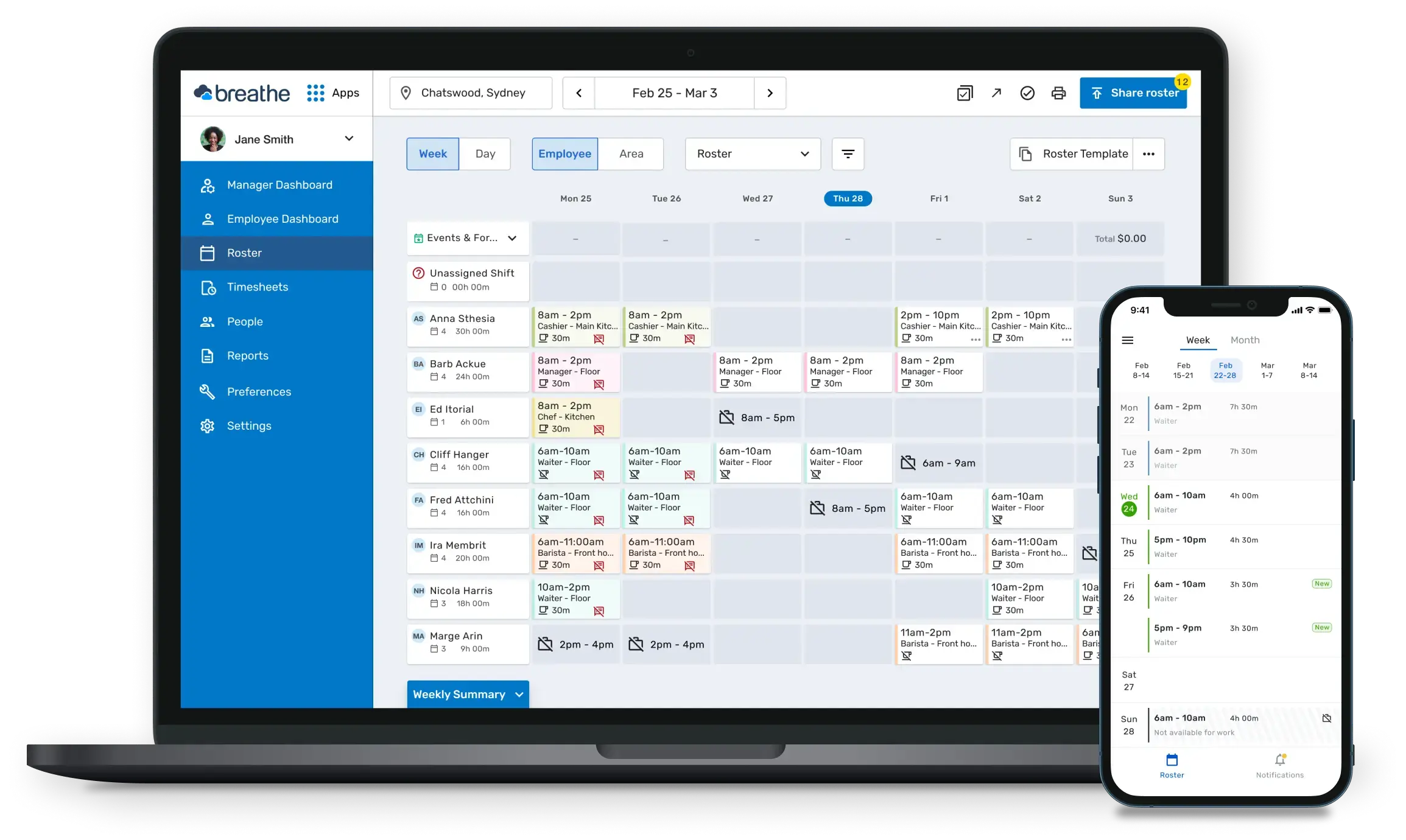 Rota, Time & Attendance Software | Breathe